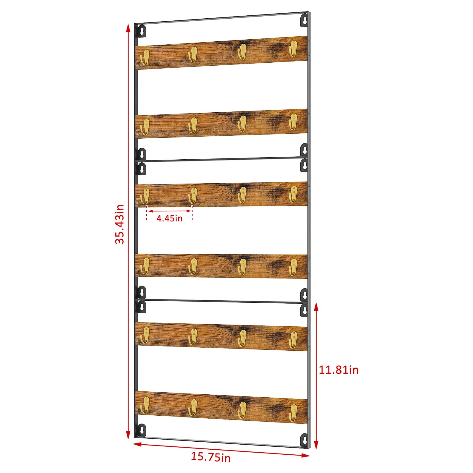 Huxitocan Mug Racks for Wall, Coffee Mug Holder Wall Mount Up to Hold 24 Mugs, Coffee Mug Rack Wall Mounted(3Pack) for Kitchen, Home, Coffee Bar, Rustic Wood and Iron