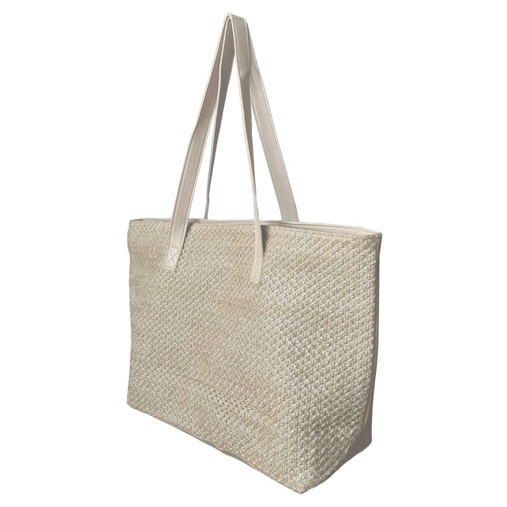 JOYART Women's Tote Bag PU Leather Fashion Shoulder Bag for Office, Gift for Mother,Girlfriend-Large Capacity, Beige
