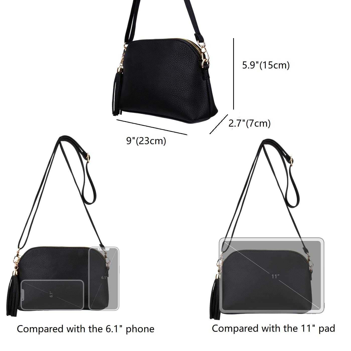 Jiaruo Casual Small Soft PU Leather CrossBody Bag For Women Tassel Design Shoulder Handbag And Purses (White)