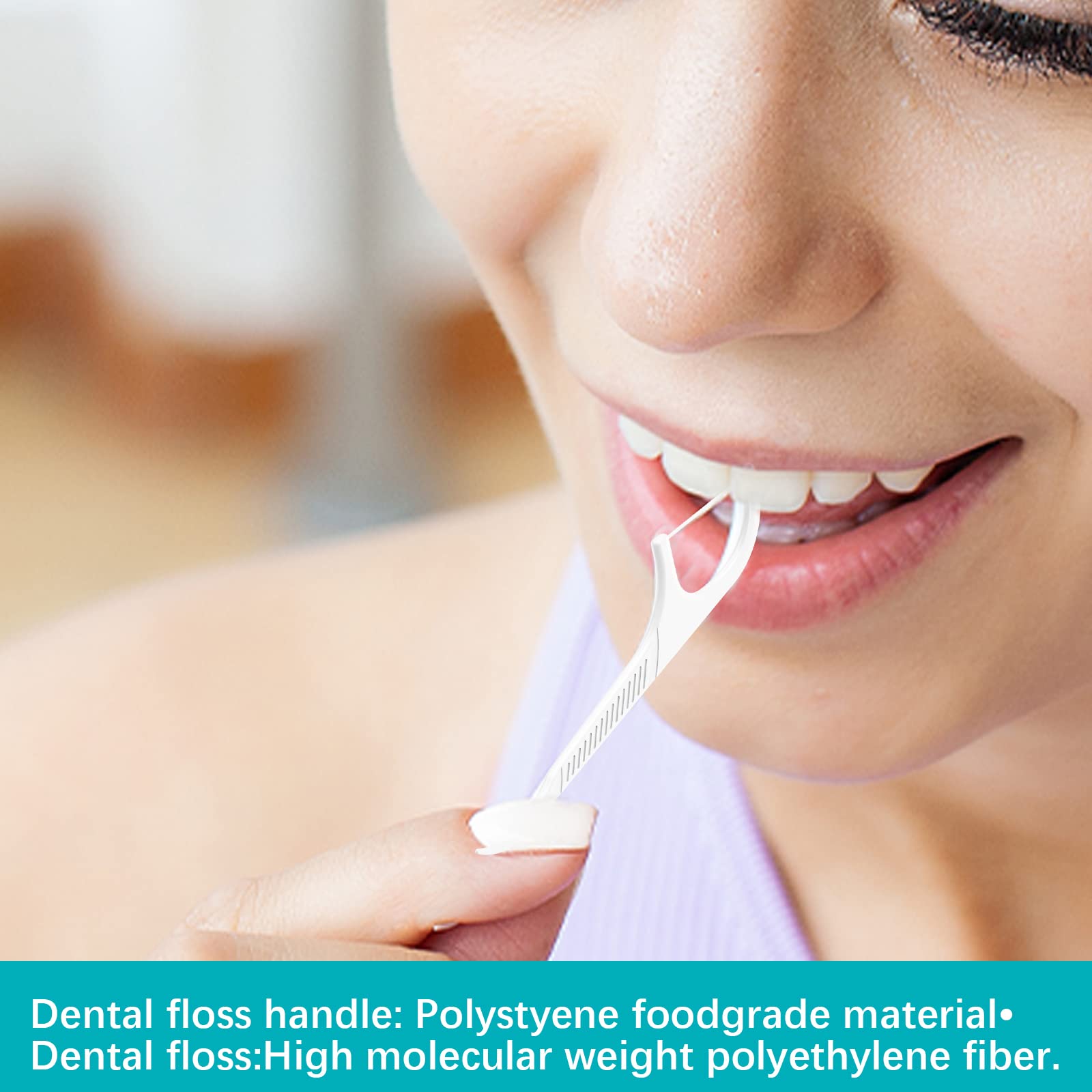 KHKVOCALIST Dental Floss Picks Dispenser, Pop-up Flossers Holder - Automatic Floss Dispenser - Reusable Dental Pick Dispenser, 1 Box 100 Count(White), Clean Teeth No Break, More Convenient(White)