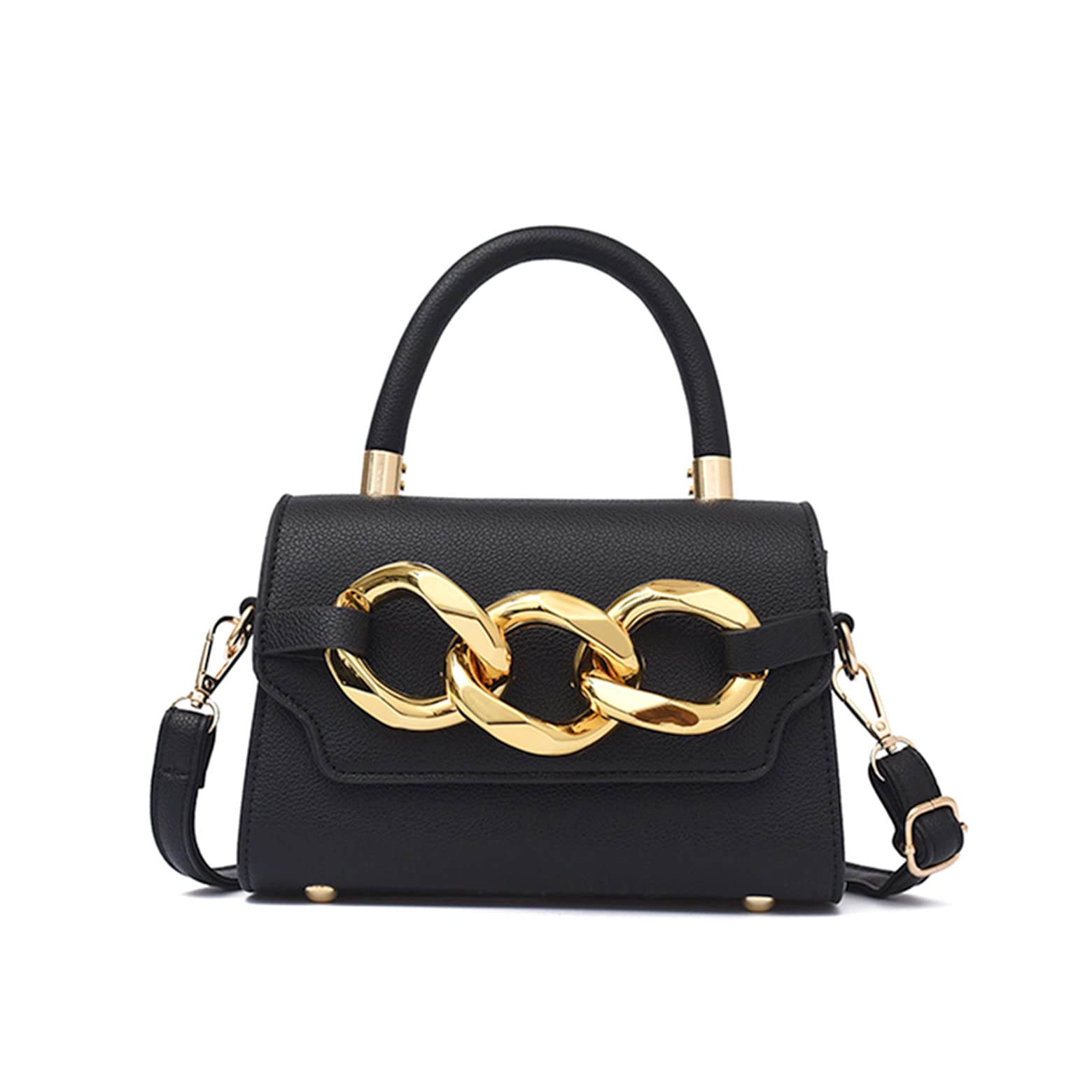 Joomengi Dasara Leather Small Crossbody Bags for Women,Top Handle Handbag Shoulder Purse With Chain Adorned Satchels
