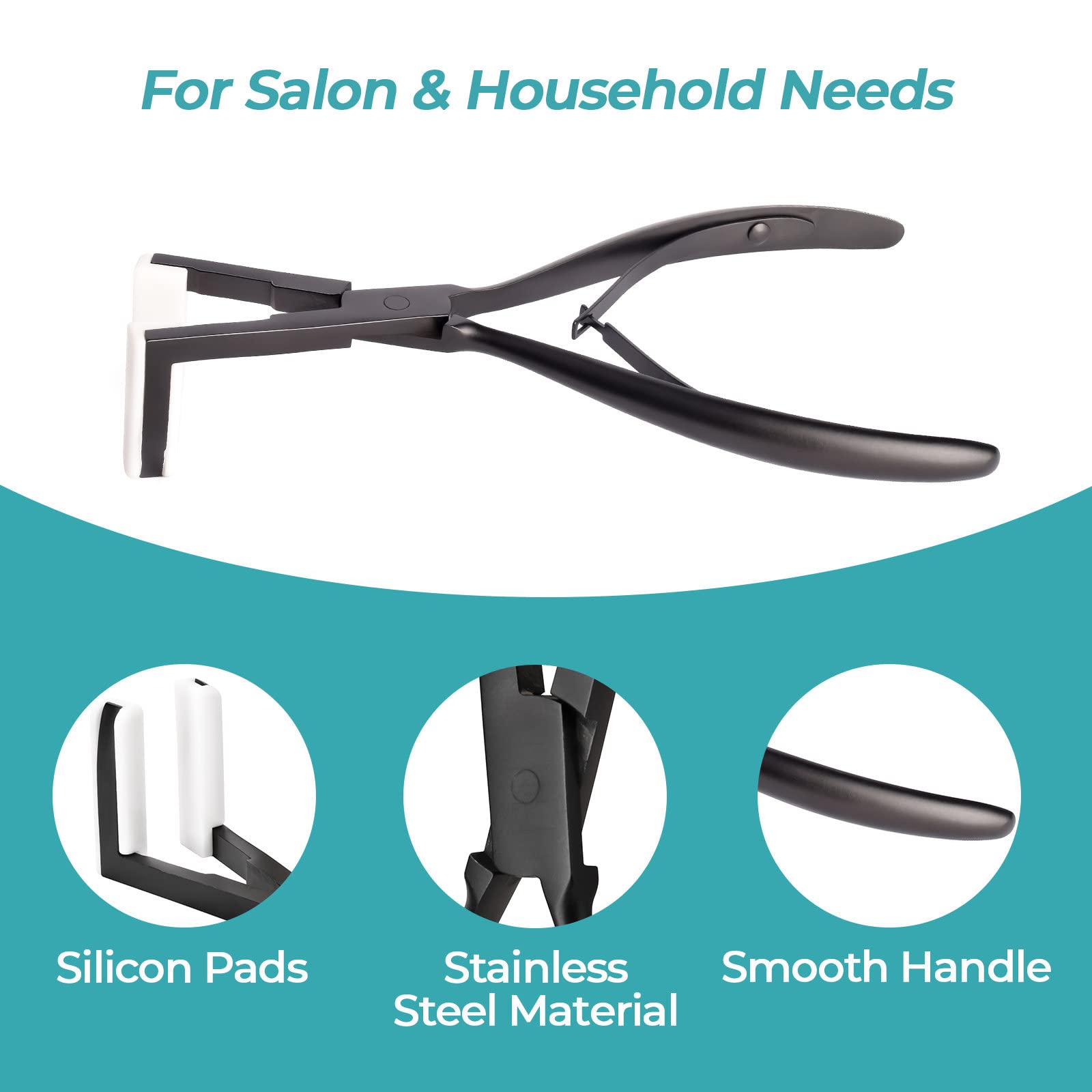 Lvnatu Tape In Hair Extensions Tool Kit for Black Women Tape Ins Pliers Tool Clamp Kit (Black)