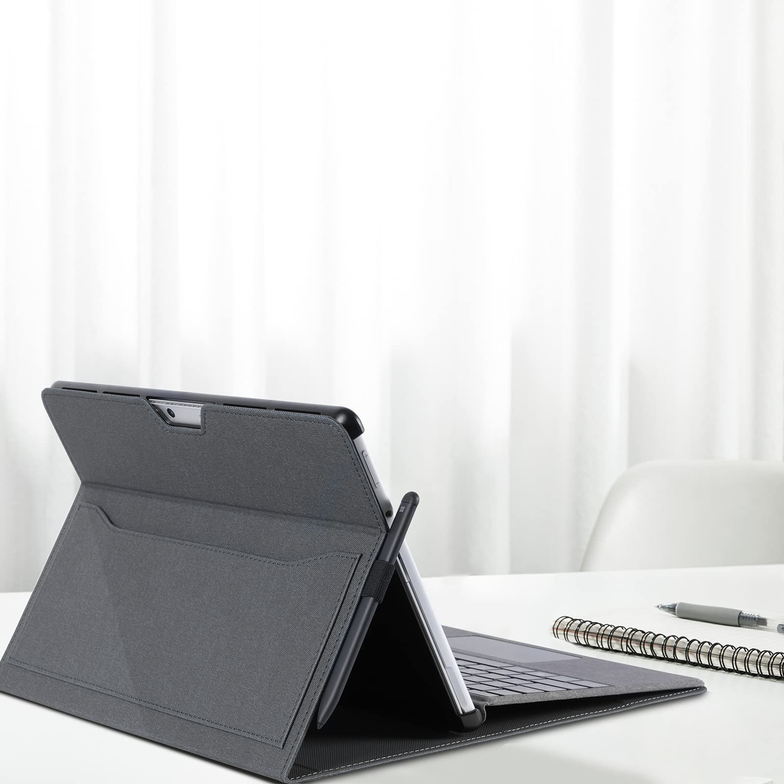 LWKJOY 13 Inch Case for Microsoft Surface Pro 8,Multi-Angle Protective Cover with Stylus Pen Holder for New Surface pro 8,2021 Surface pro 8 Fits Keyboard and Kickstand (Black)