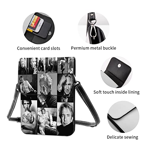 KIANSLA Alan Rickman Collage Small Crossbody Cell Phone Bag For Women'S, Portable Multifunction Shoulder Bag Card Hold Purse,With Removable Shoulder Strap