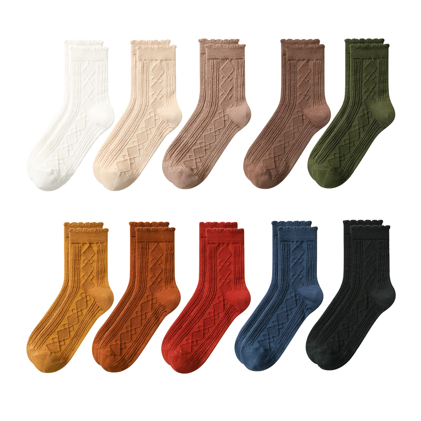 kitgaga Women's Casual Thin Cotton Socks, Soft Bootie Socks Women Above Ankle Crew Socks (10 pairs (hot))