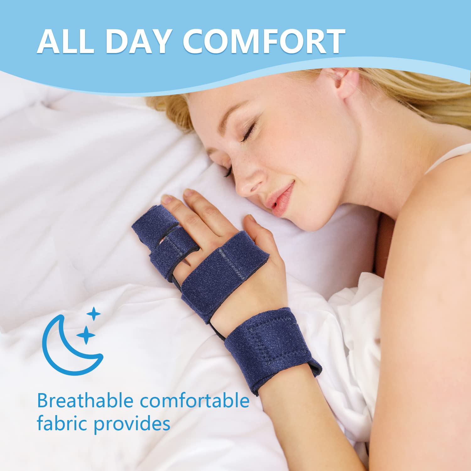 joingood 2 Finger Splint, Trigger Finger Splint for Broken Finger, Adjustable Two Finger Splint for Straightening, Sprains, Mallet Injury, Arthritis, Full Hand and Wrist Support