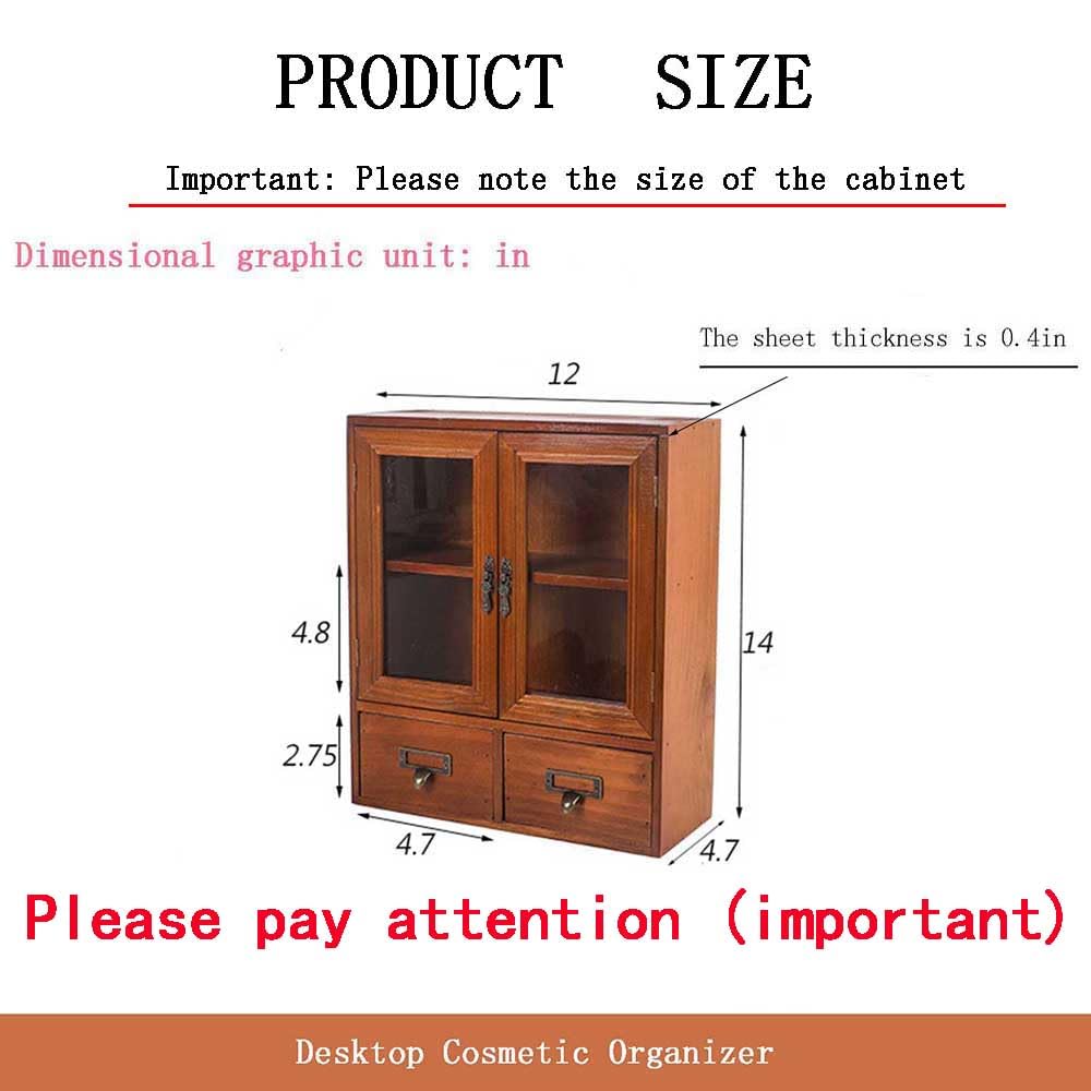 RZGZKLSH Rustic Vintage Mini Wood Counter Top Cabinet, Wall Mount Pine Display Case, Medicine Cabinet, Cabinet That Sits on Countertop-Floating Shelf Cabinet Organization12 x4.7"x14"(Brown)