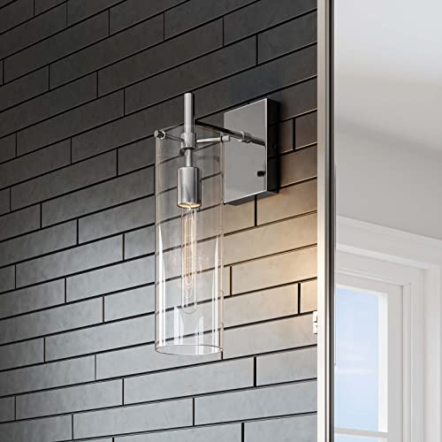 Modway Skylark Wall Sconce in Clear Polished Nickel, Silver, 5 x 8.5 x 17