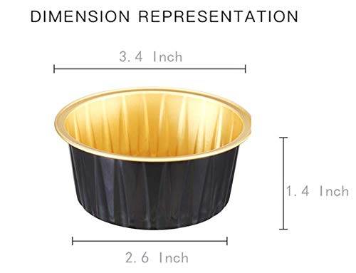 KEISEN 5oz 3 2/5" Set of 24 Disposable Aluminum Foil Cups 125ml for Muffin Cupcake Baking Bake Utility Ramekin Cup (black gold)