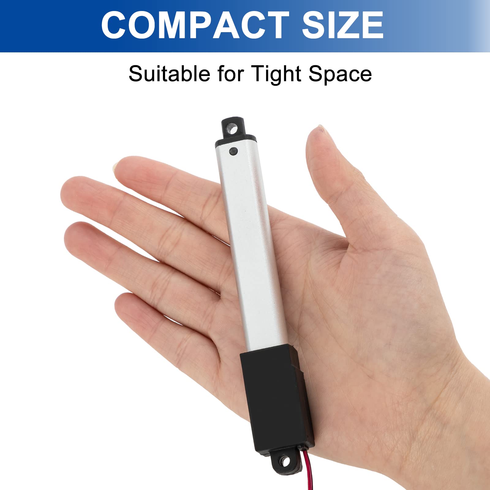 JQDML 4 Inch 4" Stroke Micro Linear Actuator 12V 128N/28.8lbs Speed 0.28"/sec with Mounting Brackets for Cabinets, Robotics, Home Automation and Toys