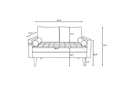 Meeyar Couches for Living Room 58'' Small Couch for Small Spaces Loveseat Small Couch for Bedroom Comfy Sofas for Living Room,Office,and Apartment,Aqua