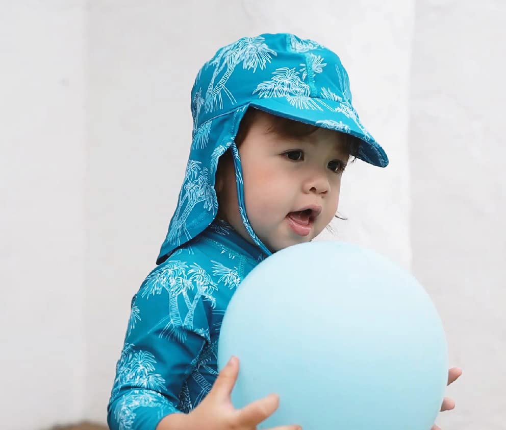 Nytabbe Baby Swimsuit Boy with Hat 6-12 Months Long Sleeve One Piece Full Body Rash Guard Easy Diaper Change UPF 50+ Sun Protection