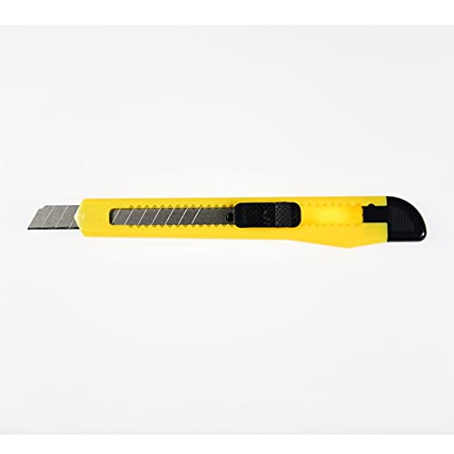 KINBRIEF 9mm Utility Knife Retractable Razor Box cutter for Cartons,Carboards compact Pack 5 with 10 Snap off Blades for Office and Home,yellow