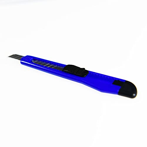 KINBRIEF 9mm Utility Knife Retractable Razor Box cutter for Cartons,Carboards compact Pack 5 with 10 Snap off Blades for Office and Home,blue