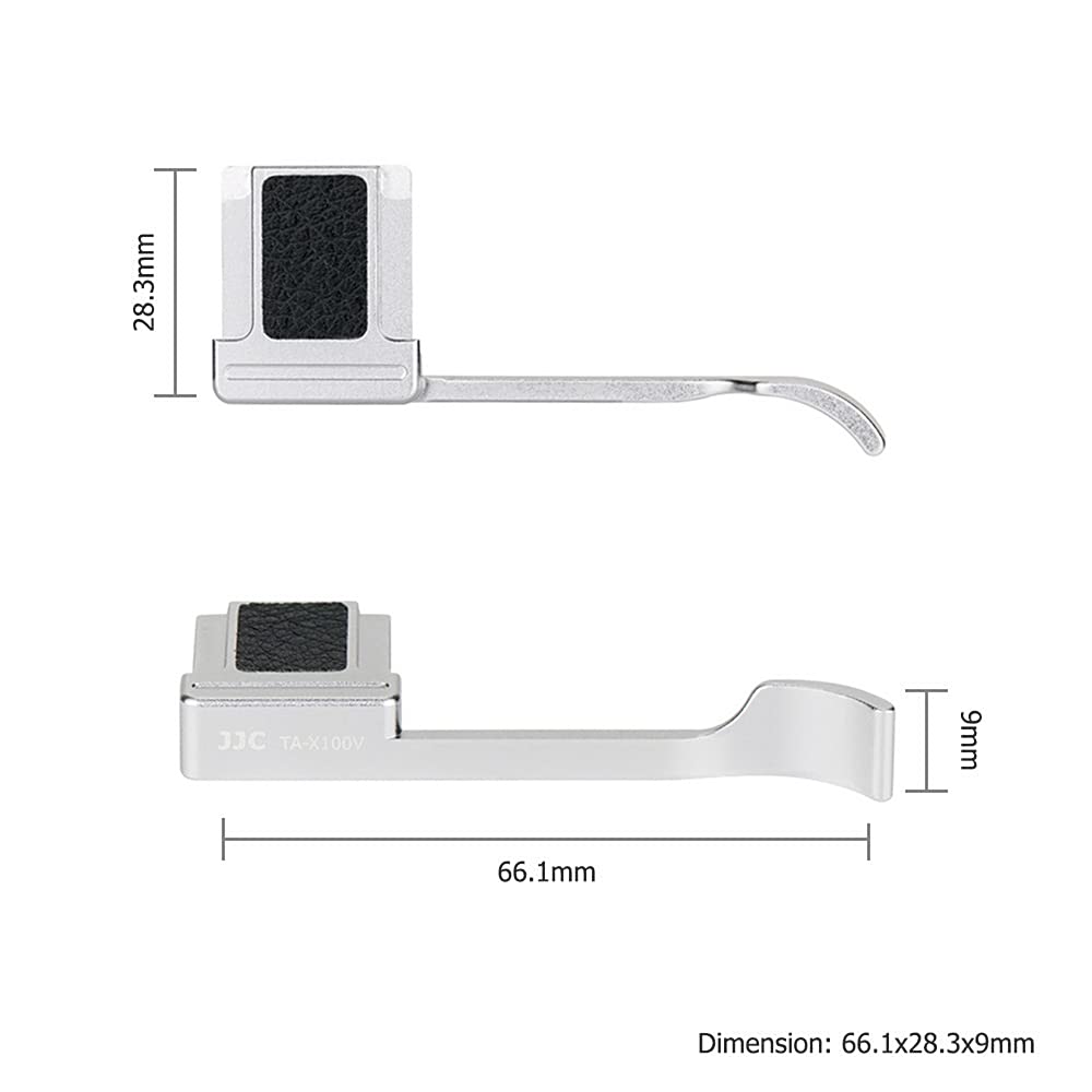 JJC Deluxe Metal Thumb Up Grip for Fujifilm X100VI Fuji X-E4 XE4 X-E3 XE3 X100V X100F X100T Thumb Rest Support Silver, Not Affected The Use of Thumb Wheel