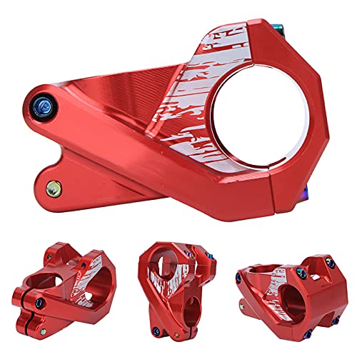JINDI Bike Handlebar Stem, Anode Grinding Processing Hollow Ultra Light Short Handlebar Stem for Fixed Gear Bike for Road Bike(Red)