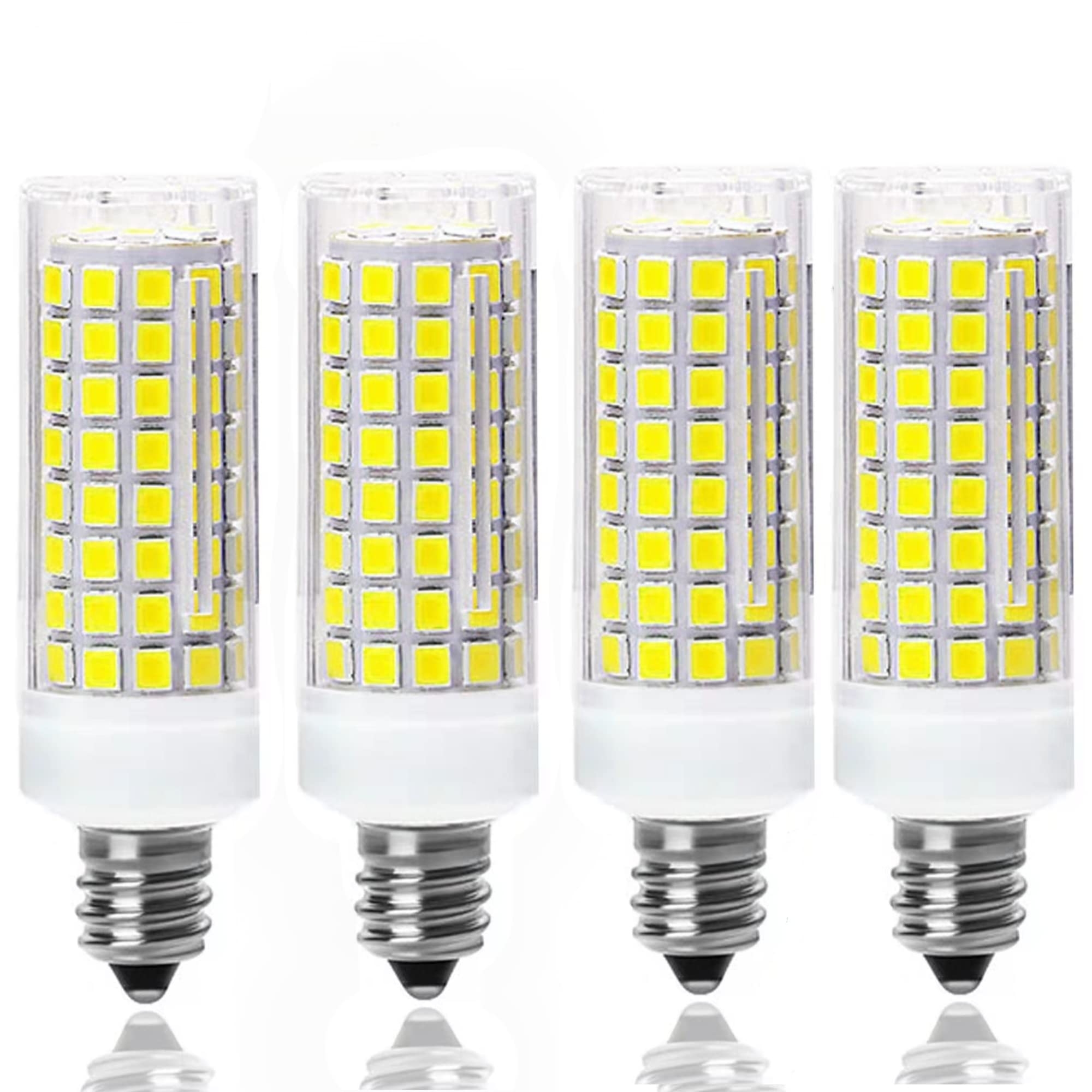 Hhong E11led Bulb Chandelier Light Bulbs Candelabra led Light Bulbs 8W 850 lumens Equal 75w 100w of a Halogen lamp Color Temperature 6000K(4pcs), E11 Sunlight White 4pcs, 4 Count (Pack of 1)
