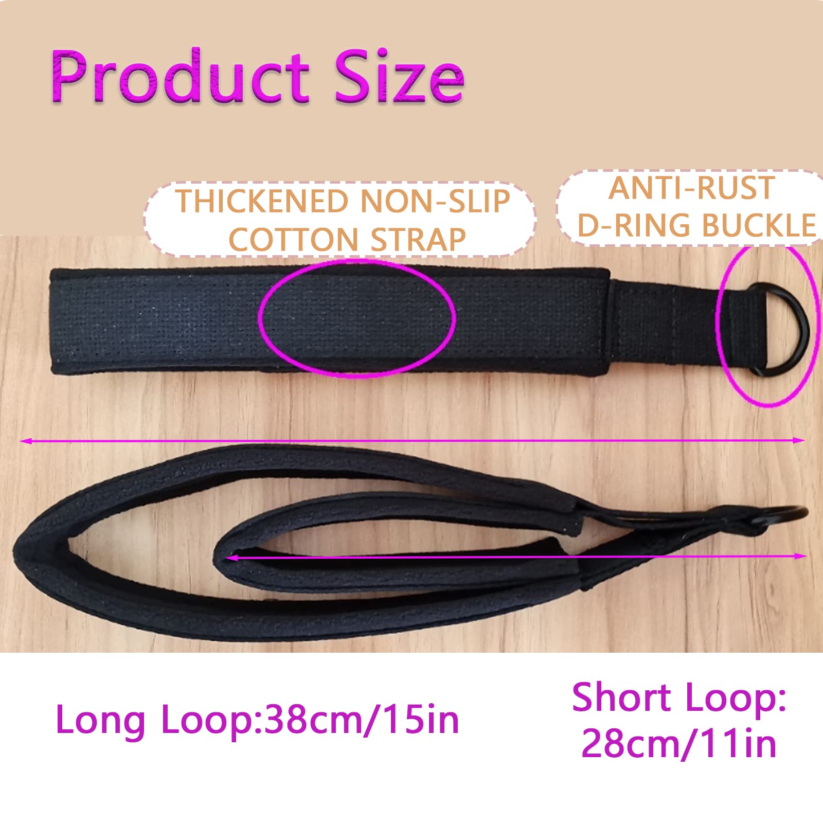 Joyangy 1 Pair Cotton Double Loop Pilates Strap for Reformer Fitness Equipment, Yoga Gym Double Loop Handle Straps with D Ring, Yoga Exercise Accessories for Home Gym Strengh Training