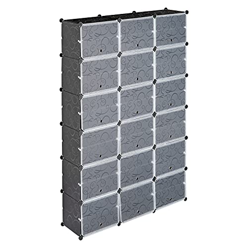 MENGK12-Tier Portable 72 Pair Shoe Rack Organizer 36 Grids Tower Shelf Storage Cabinet Stand Expandable for Heels, Boots, Slippers, Black
