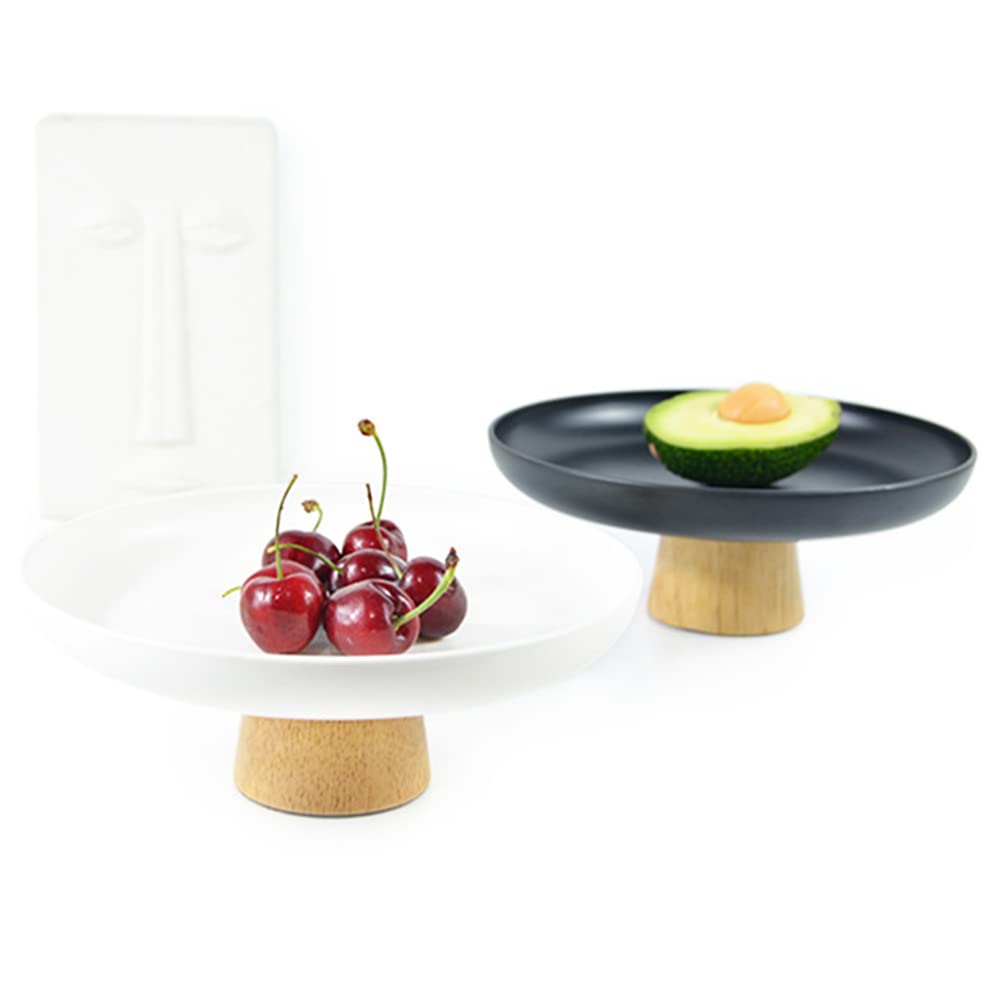 Kelendle Plastic Footed Bowl Round Pedestal Trifle Bowl Decorative Fruit Bowl Holder Dessert Display Stand Serving Fruit Tray for Kitchen Counter Centerpiece Table Home Decor Black