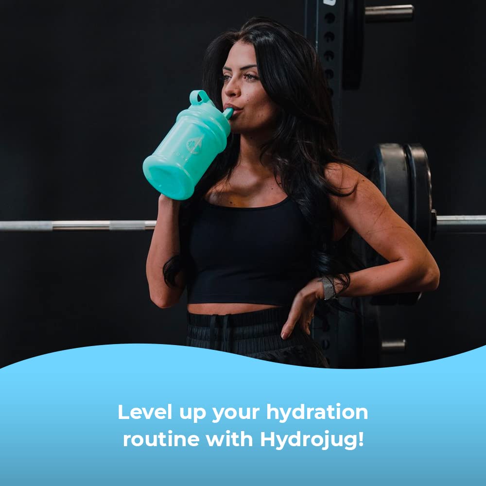 HydroJug Mini Bundle: 32oz Water Bottle Sleeve & Straw - Dishwasher Safe Reusable Durable BPA Free Plastic w Integrated Handle and Carry Loop - Leak Proof Seal -Kids and Adults (Black Marble on Black)