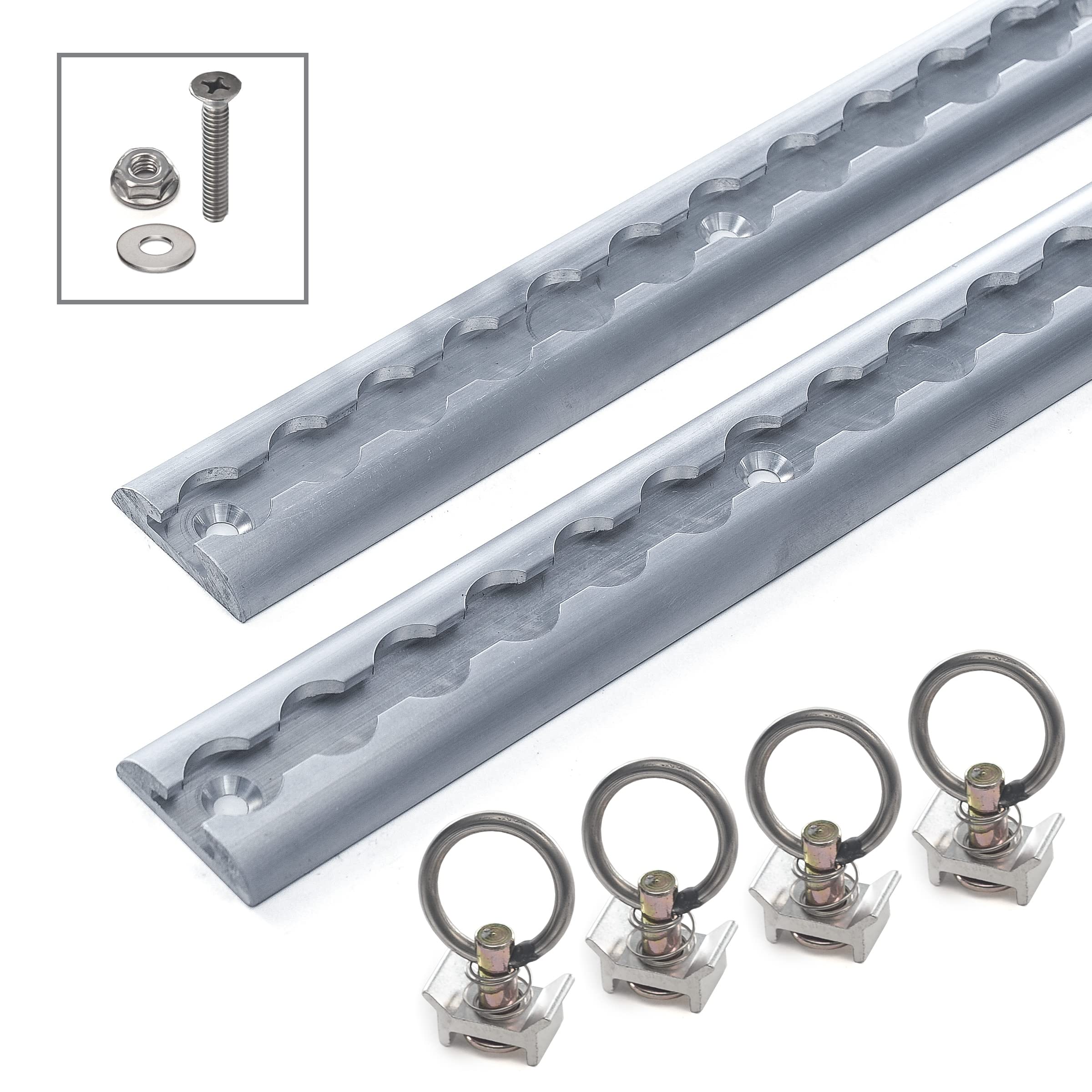 Mac's Tie-Downs Track Kit - Surface Mount, Wide Contour (Series 3) - VersaTie 6ft Track Length