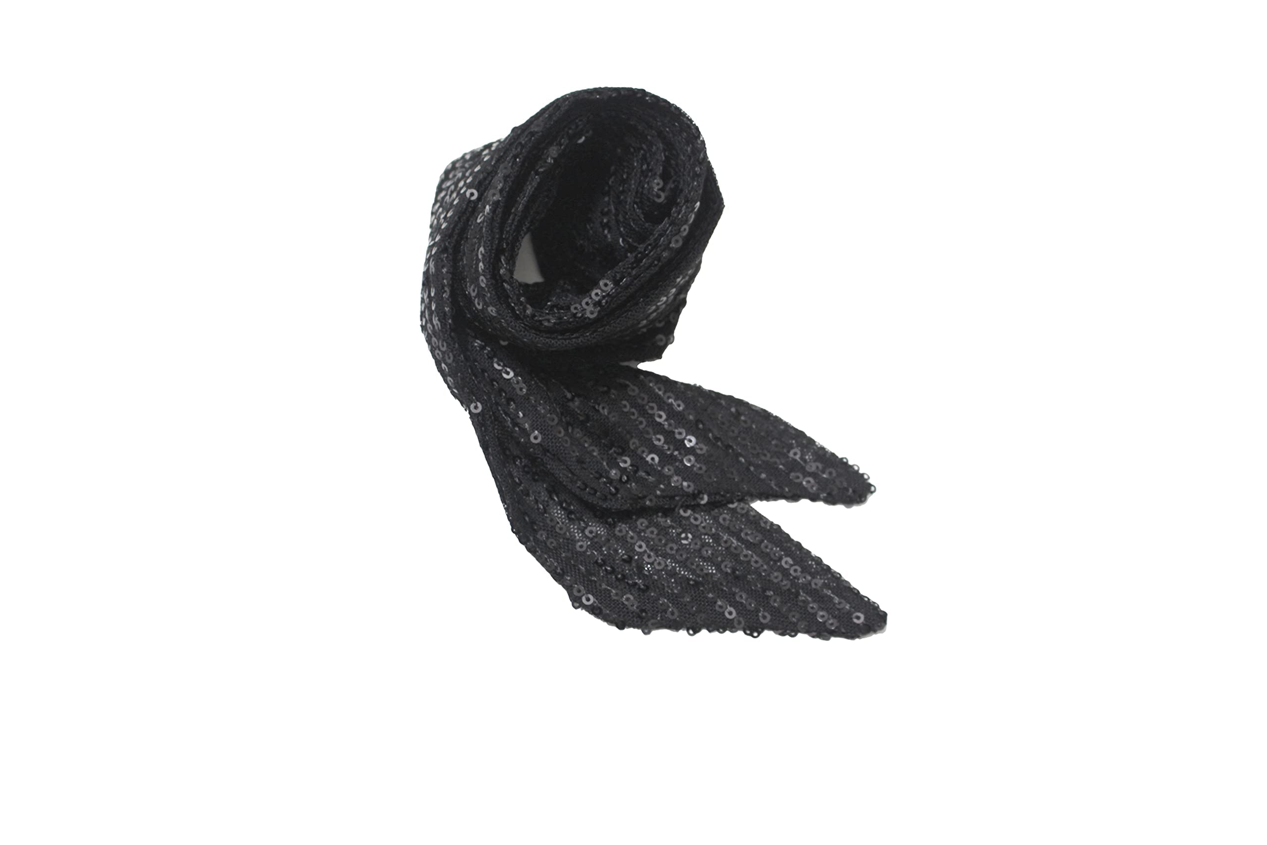 HI-party Small scarf with fashionable sequins for decoration (Black)