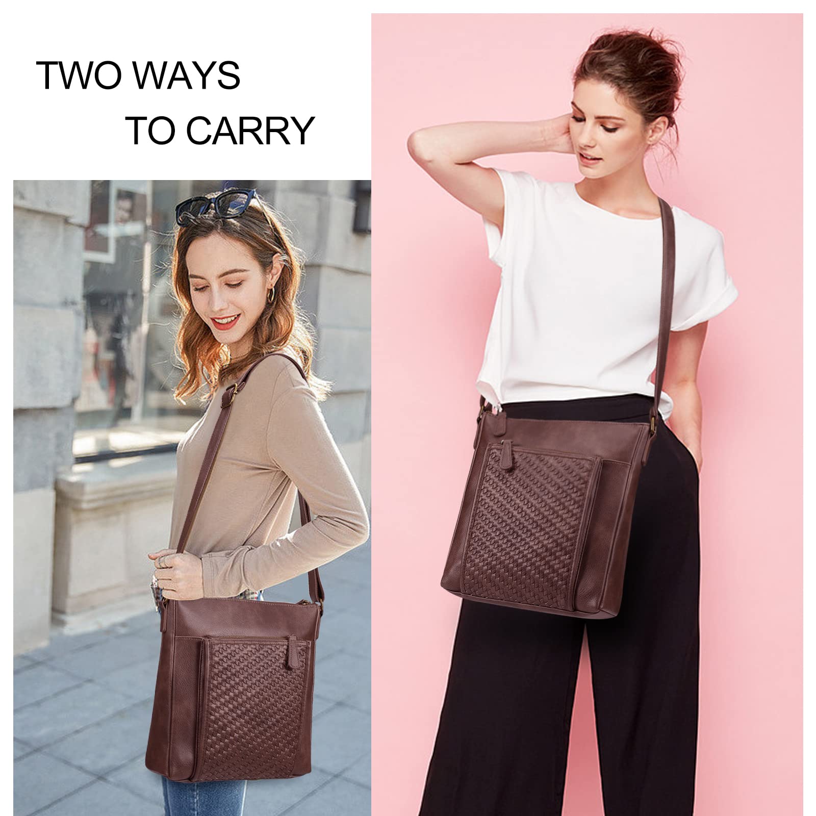 KL928 Crossbody Bag Purses for Women, Medium Size Handbags Shoulder Bag with Adjustable Strap, Soft PU Leather Women's Shoulder Travel Bag Dark Brown