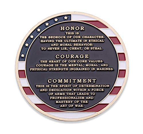Marine Corps Core Values Challenge Coin - USMC Challenge Coin - Amazing US Marines Military Coin - Designed by Marines for Marines & Veterans!