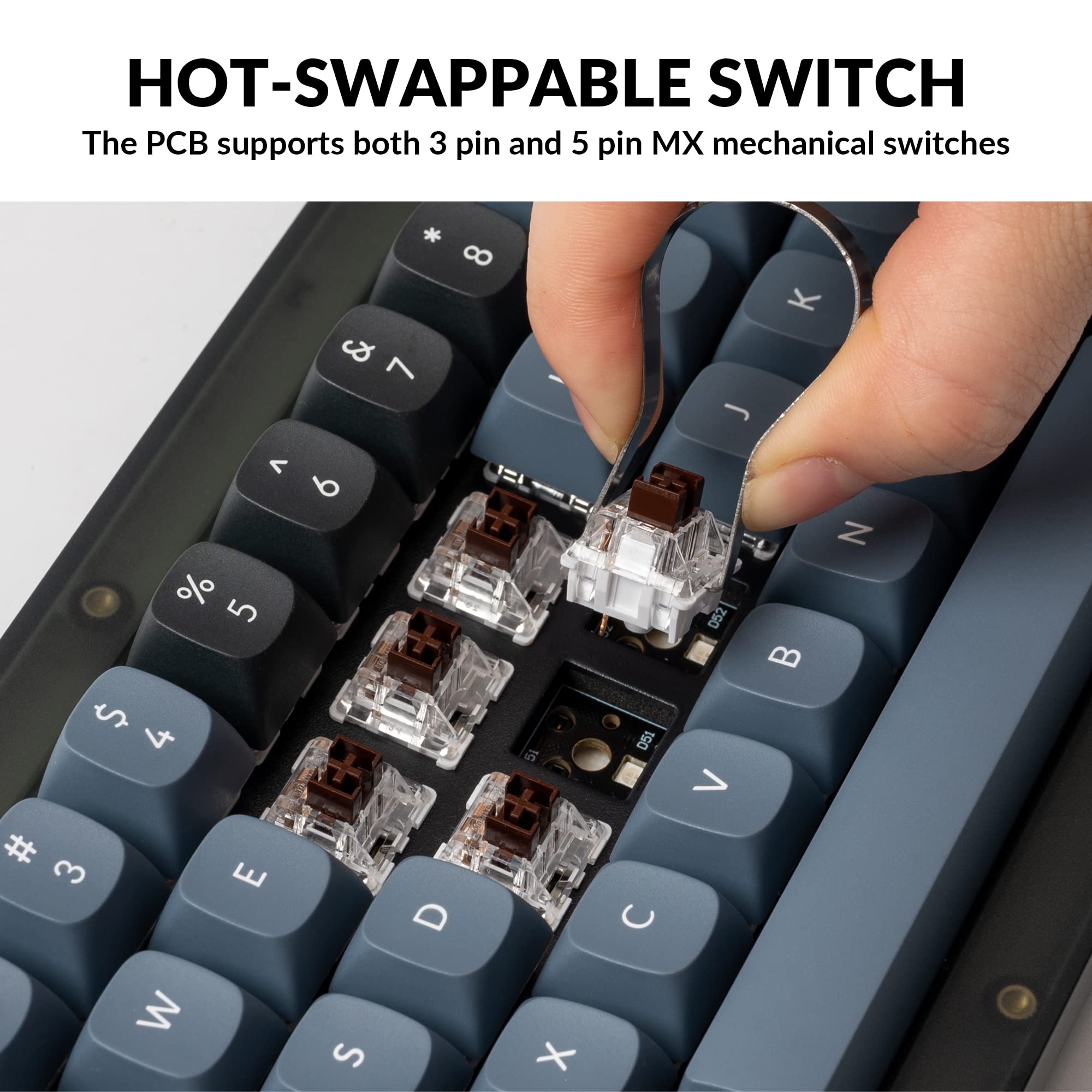 Keychron V2 Wired Custom Mechanical Keyboard, 65% Layout QMK/VIA Programmable Macro with Hot-swappable Keychron K Pro Brown Switch Compatible with Mac Windows Linux (Frosted Black - Translucent)