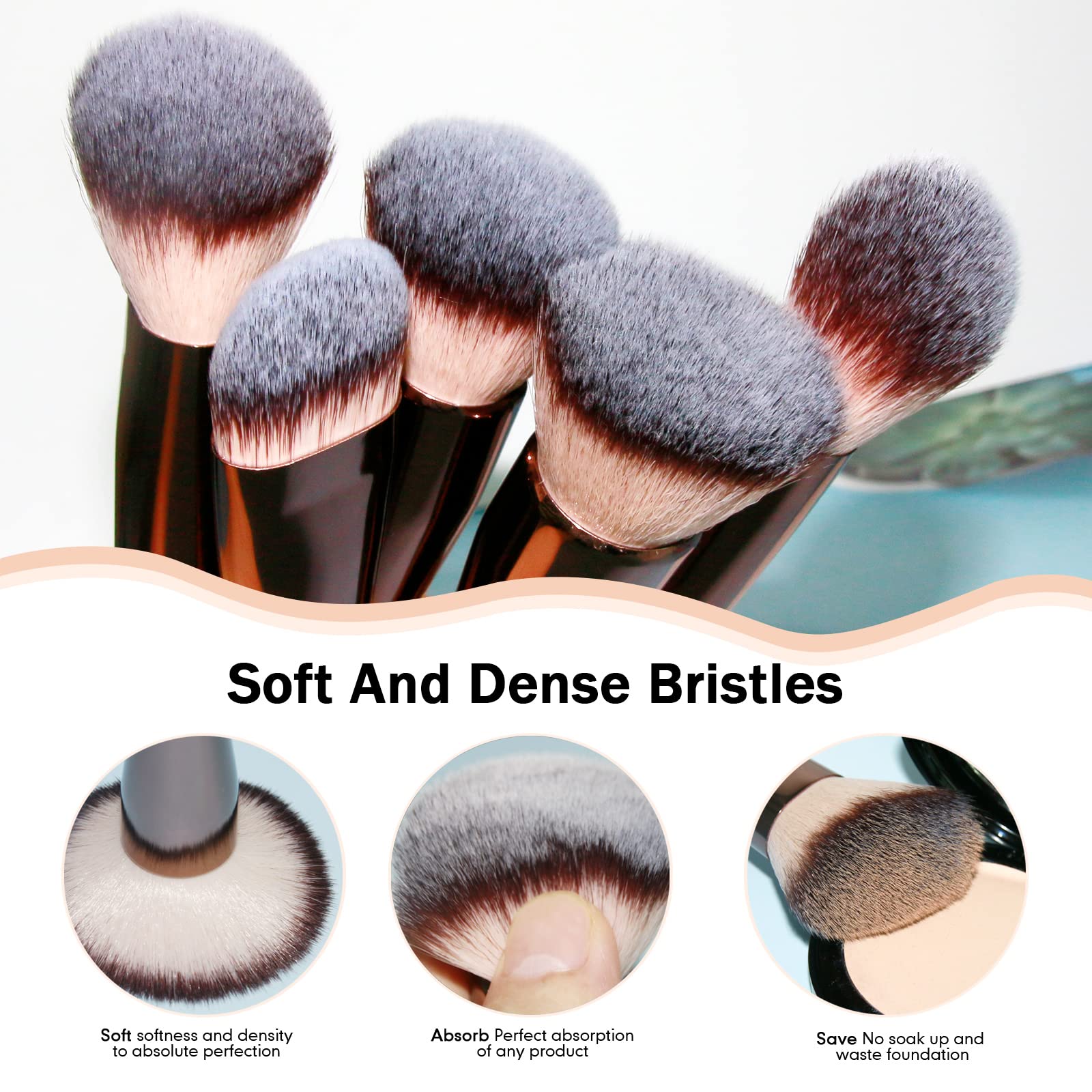 Makeup Brushes, Daubigny 16Pcs Complete Premium Synthetic Makeup Brush Set with Professional Foundation Brushes Powder Concealers Eye shadows Blush Makeup Brush for Perfect Makeup (Champagne Gold)