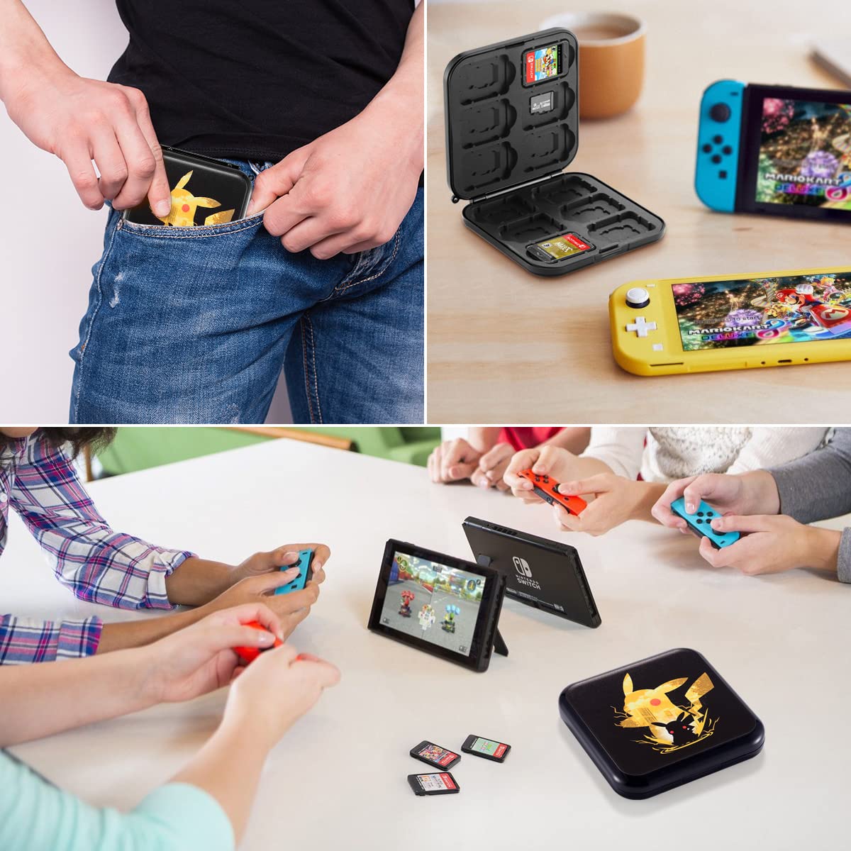JoyHood Game Card Case for Switch/Switch OLED/Switch Lite, Protective Game Cards Storage Cases Holder with 12 Game Card Slots and 12 Micro SD Card Slots (Oxide Black)