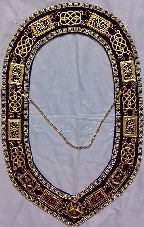 MASONIC GRAND LODGE PAST MASTER APRON WITH CHAIN COLLAR PURPLE free size