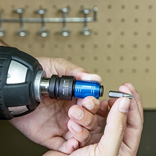 Neiko 30275A Impact Wrench Adapter for Ratchet-Wrench Drivers, 1/2-Inch-Drive Female to 1/4-Inch Hex Converter, Quick-Change Chuck, CrMo Steel