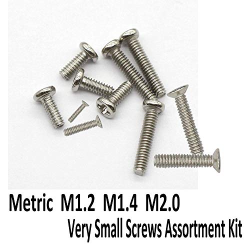 HOTMMGR Small Screws Assortment Kit 18 Kinds M1.2 / M1.4 / M2.0 Tiny Micro Screws Set for Glasses Watches (Silver)