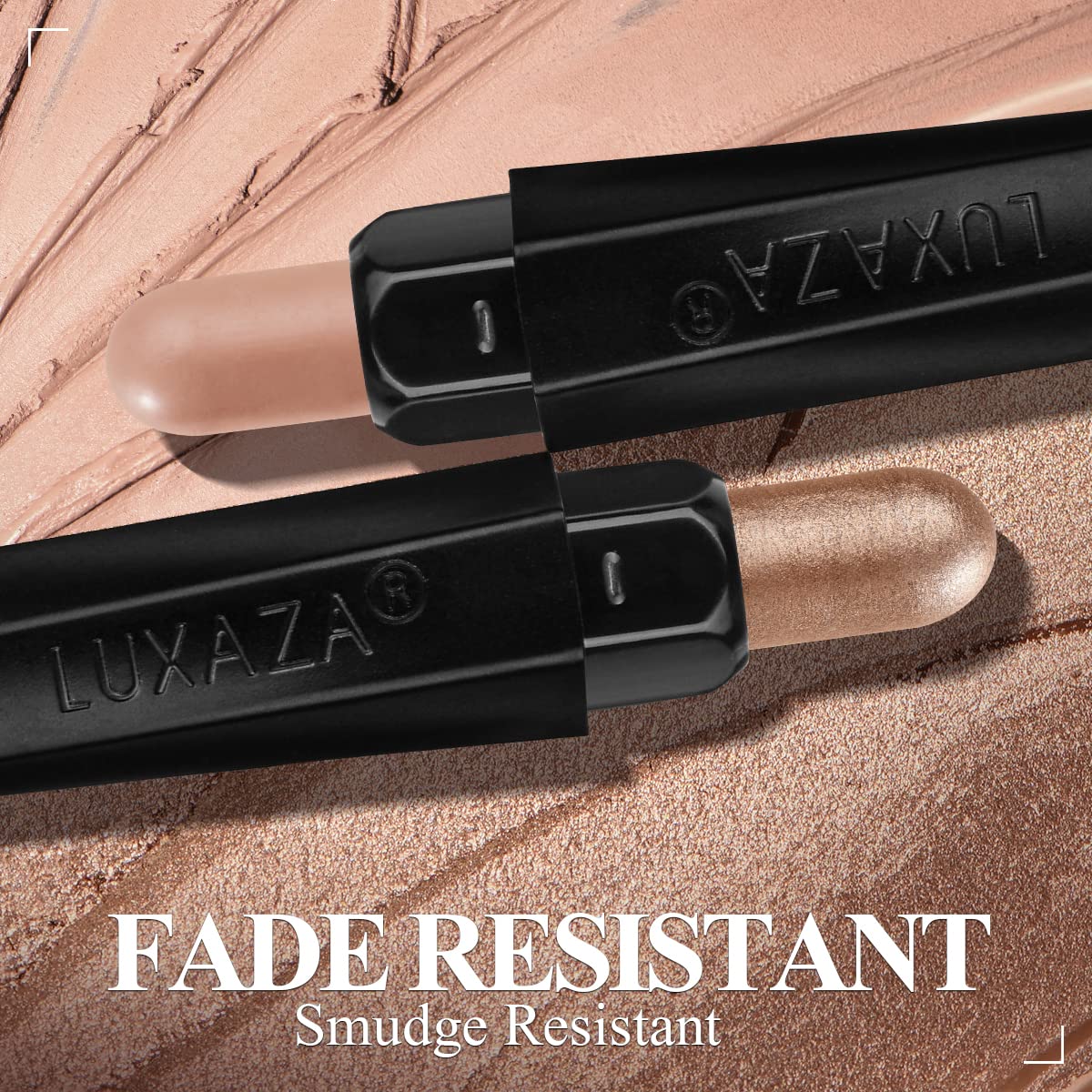 LUXAZA 3PCS Cream Eyeshadow Stick,Matte And Neutral Shimmer Eye shadow Pencil Crayon Brightener Makeup with Crease-proof Formula,Waterproof & Long Lasting Eye Shadow And Eyeliner Pen Sets,Peach Set