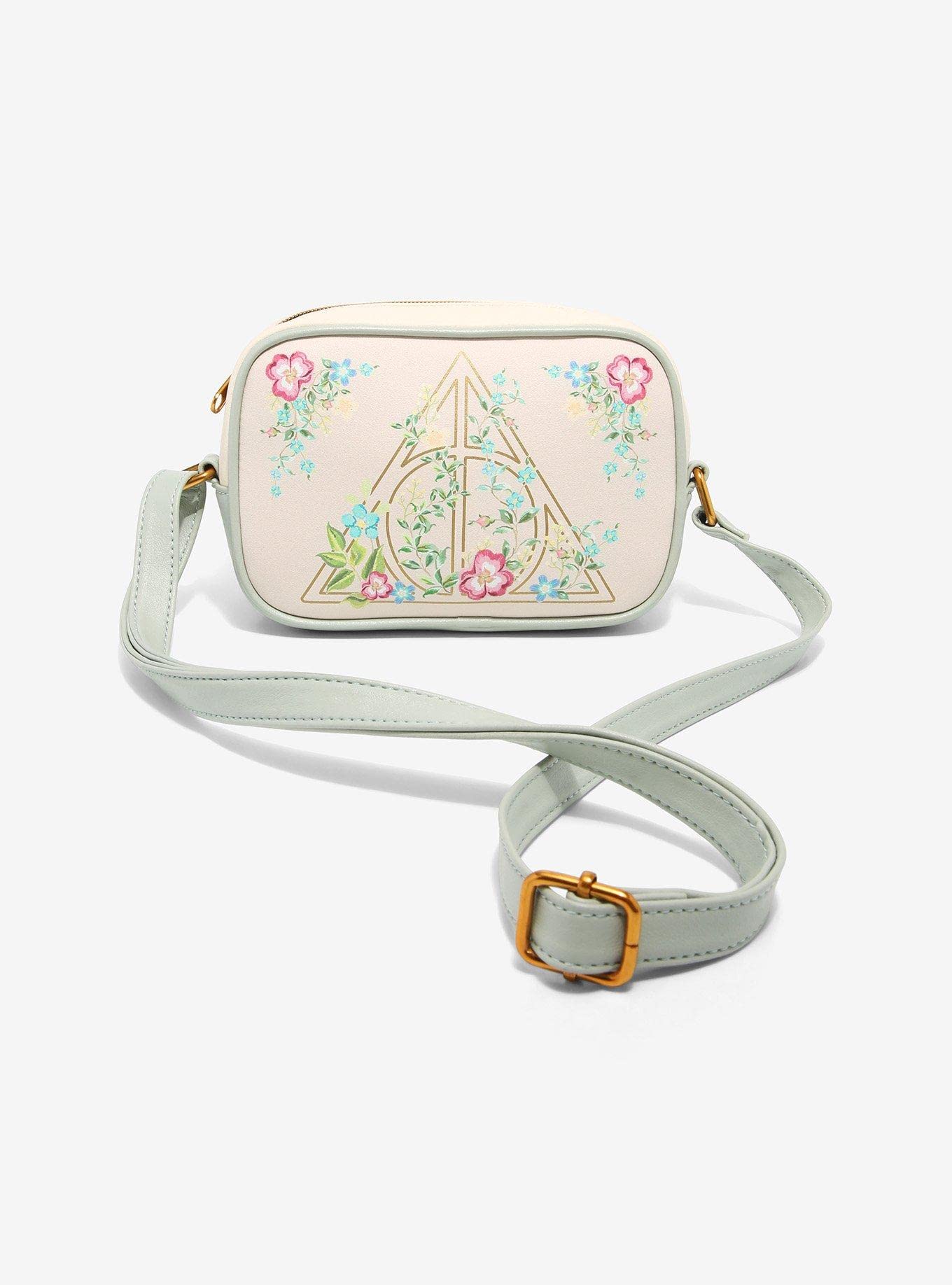 Loungefly Harry Potter Deathly Hallows Floral Crossbody Bag GREEN NONE