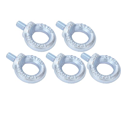 Lifting Shoulder Eye Bolt, Deep Thread Sturdy Eye Bolt Q235 Steel Anti Rust 5PCS Galvanized for Chemical for Construction(M10)