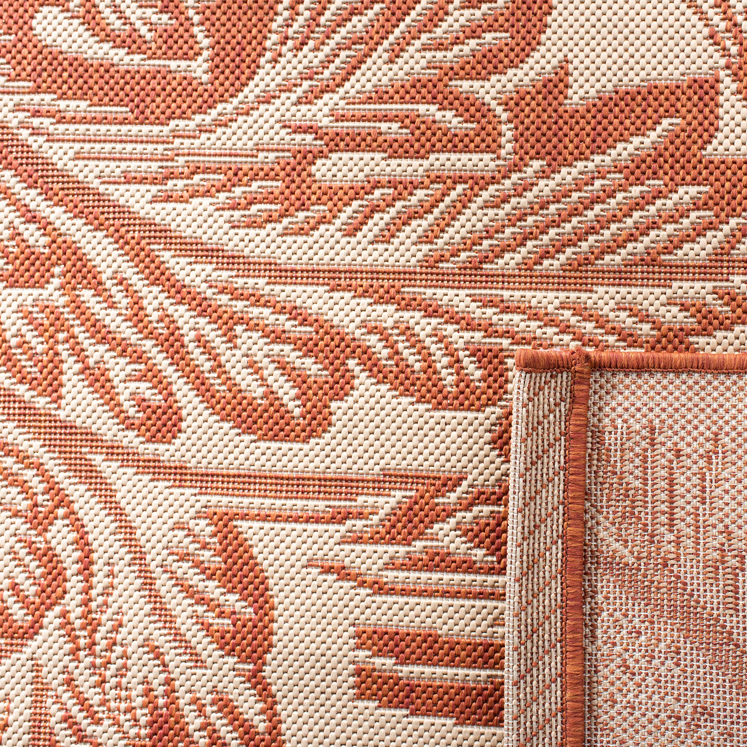SAFAVIEH Courtyard Collection Accent Rug - 4' x 5'7", Natural & Terra, Non-Shedding & Easy Care, Indoor/Outdoor & Washable-Ideal for Patio, Backyard, Mudroom (CY2996-3201)