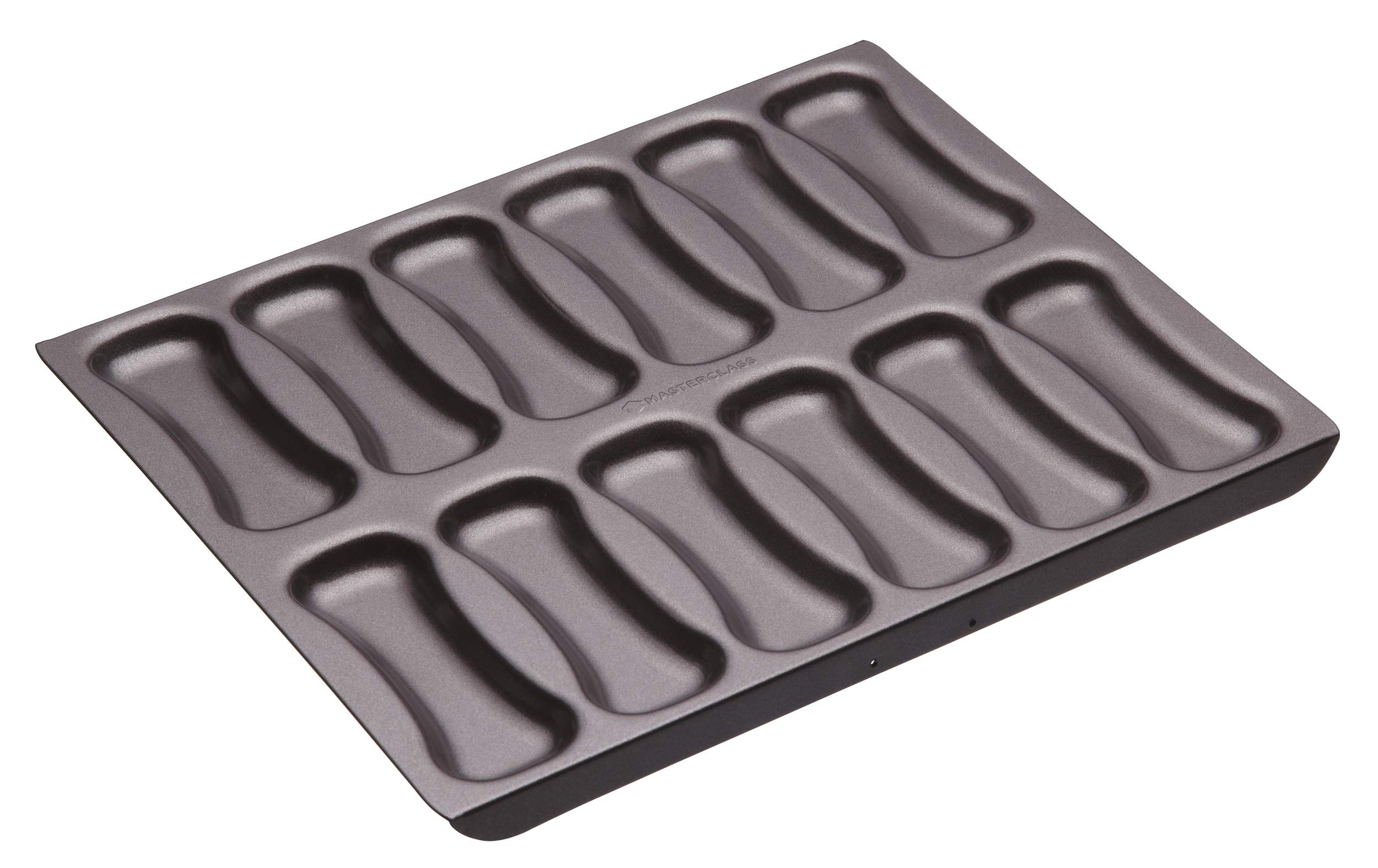 MasterClass 12-Hole Non-Stick Éclair Baking Tray, 31 x 25.5cm, Grey