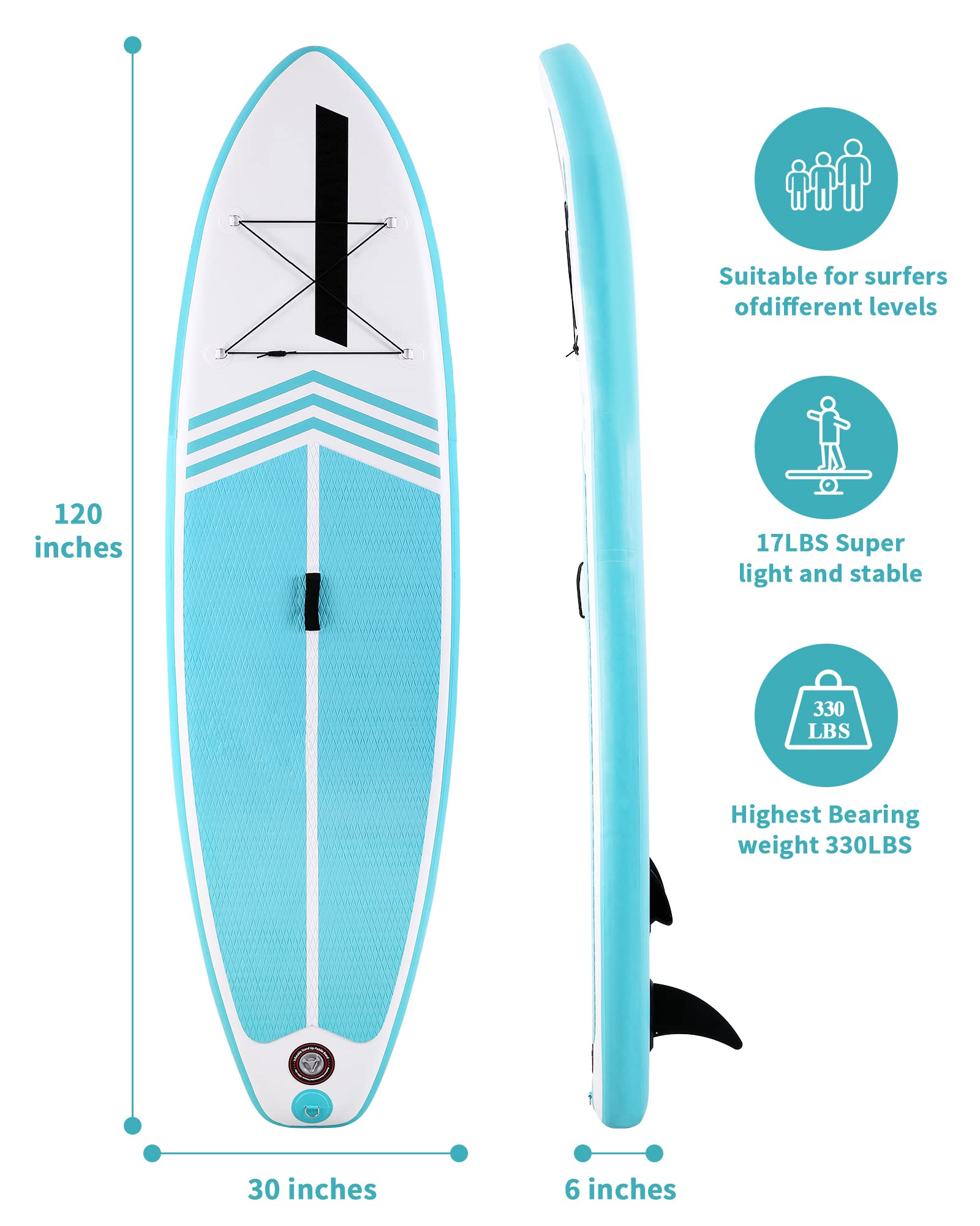 Inflatable Paddle Board Stand Up Paddle Board SUP with Premium Stand-up Paddle Board Accessories & Non-Slip Deck ISUP Backpack Paddle Leash Pump Paddle Board for Fishing Yoga for Adult & Youth
