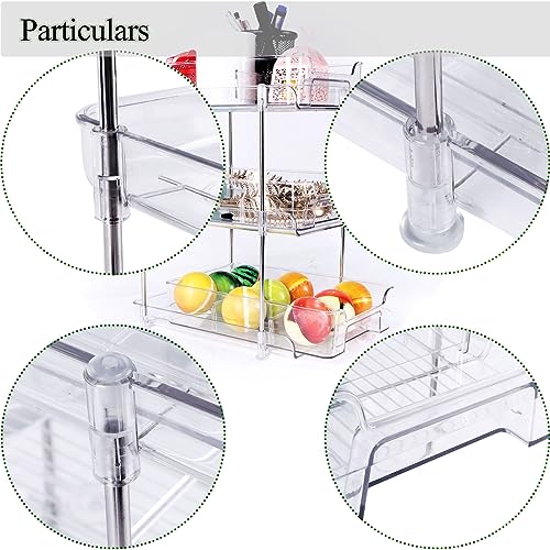 LazyWomen 2 Pack Clear Drawer Organizers with Dividers, Pantry Organizers and Storage, Under Sink Organizer Closet Organizer, for Cosmetic Skincare Kitchen Storage (2 Pack - 3 Tier)