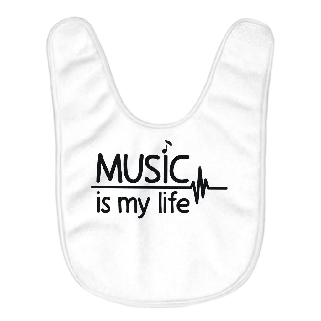 Music is My Life Baby Bibs - Print Baby Feeding Bibs - Heartbeat Bibs for Eating