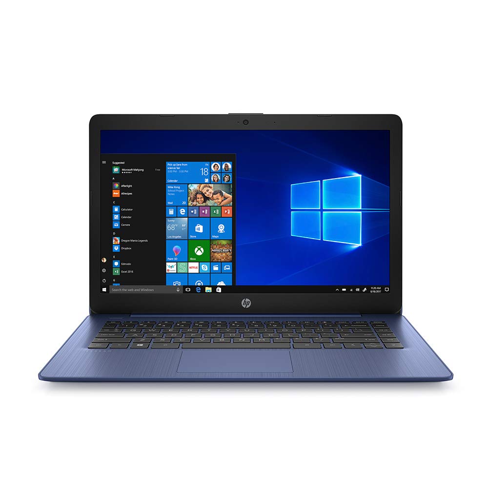 HP 2021 Stream 14" HD SVA Laptop Computer, Intel Celeron N4000 Processor, 4GB RAM, 64GB eMMC Flash Memory, Webcam, 1-Year Office, Intel UHD Graphics 600, Win 10S, Royal Blue, 128GB SnowBell USB Card