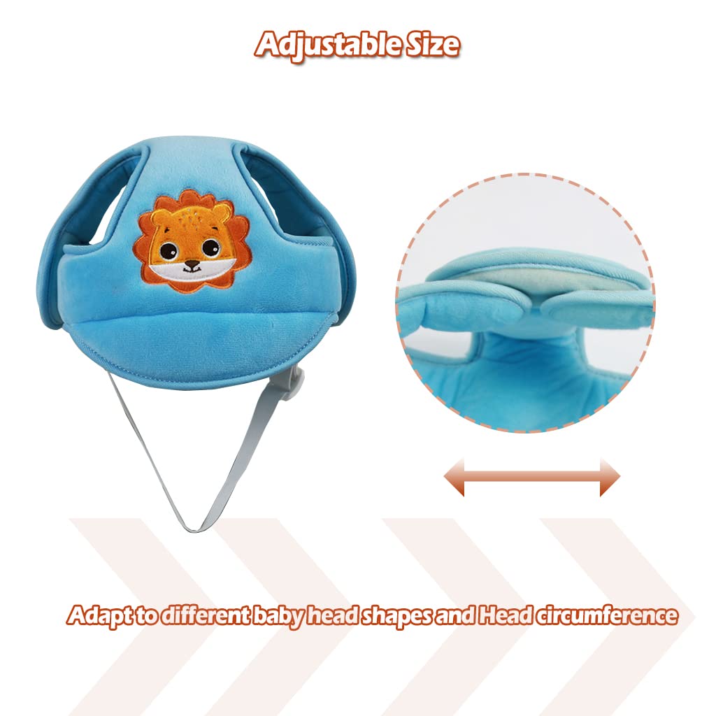 KAKIBLIN Baby Safety Head Support Hat, Toddler Breathable Adjustable Safety Protective Cap Blue