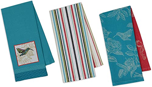 Hummingbird Kitchen Towels | Set of 3 Cotton Decorative Towels for Dish and Hand Drying | 18 inch x 28 inch