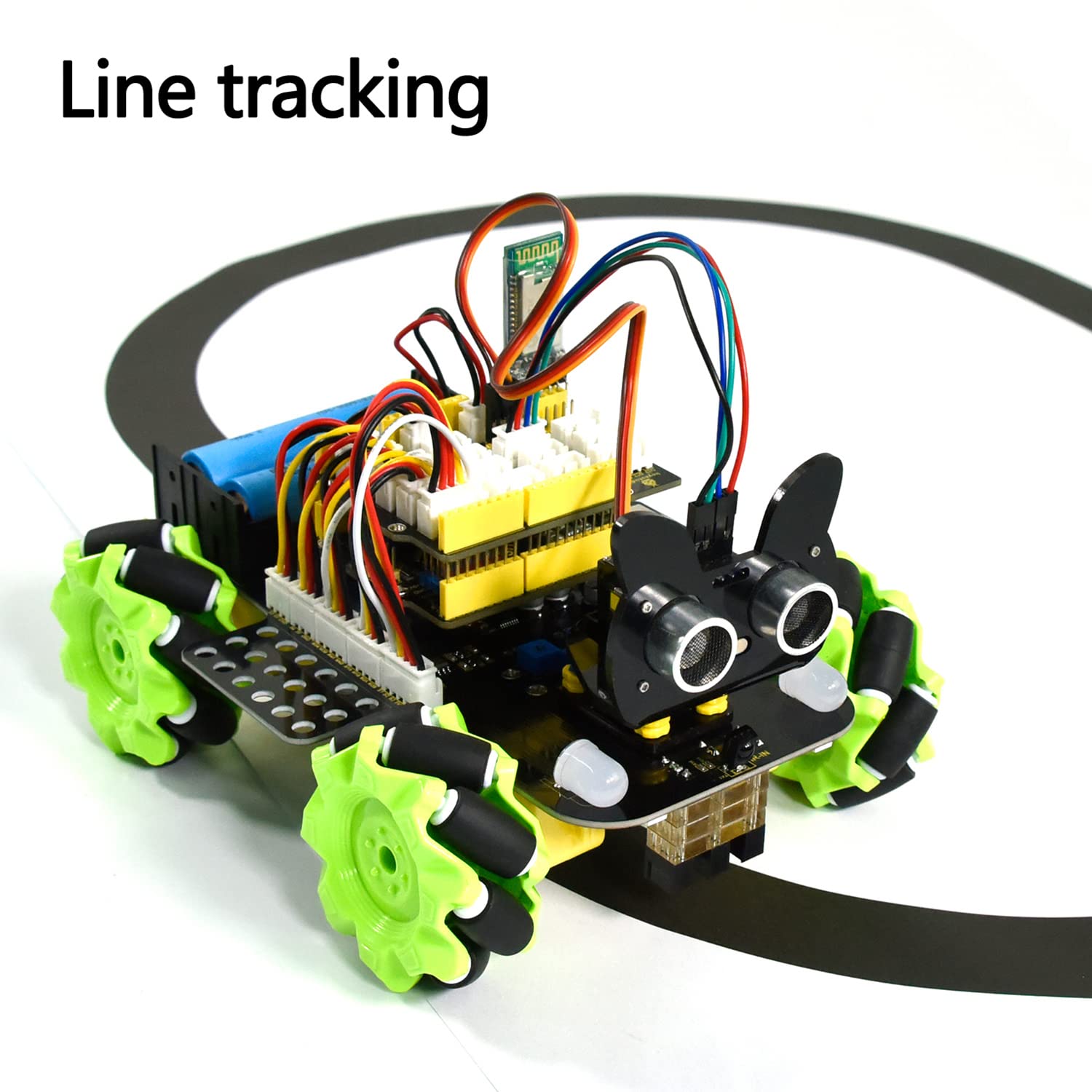 KEYESTUDIO 4WD Mecanum Car for Arduino,IR&Bluetooth Control, Ultrasonic Follow and Obstacle Avoidance,DIY Electronics Programming Stater Kit for Teens Adults,15+