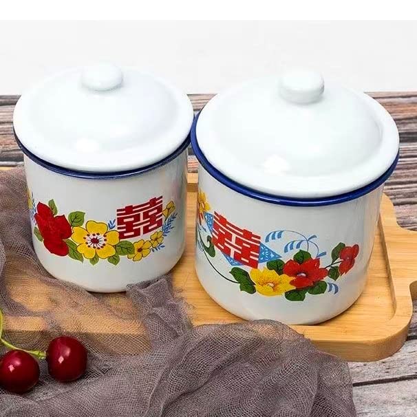 JinRu BaoHua 12oz Chinese style enamel cups, coffee cups, tea cups, Beer mug,mugs 2pcs