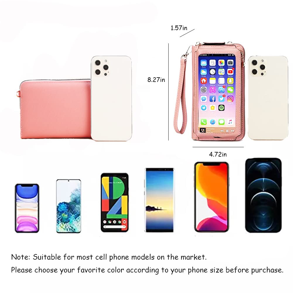 KAKKOII Touch Screen Phone Bag, Crossbody Cell Phone Purses For Women, Leather Clutch Bag, Shoulder Handbag Wallet (Blue)