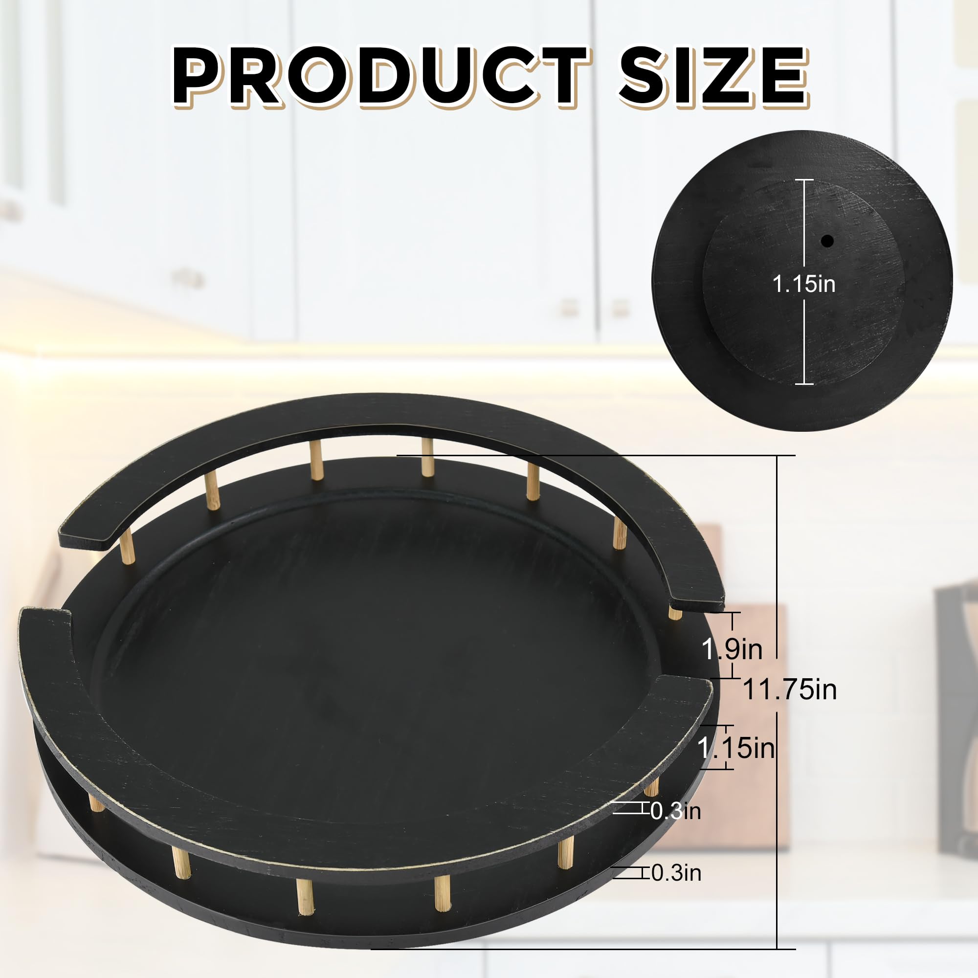 Lazy Susan Turntable for Cabinet, Wood Lazy Susan Organizer for Table, Large Rotating Vanity Tray for Countertop, 360 Turntable Lazy Susan for Pantry Kitchen Bathroom Countertop, 12.5 Inch,White